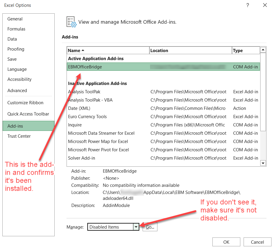 Ebm Excel Add In Installation Instructions Ebm Diligent Help Center